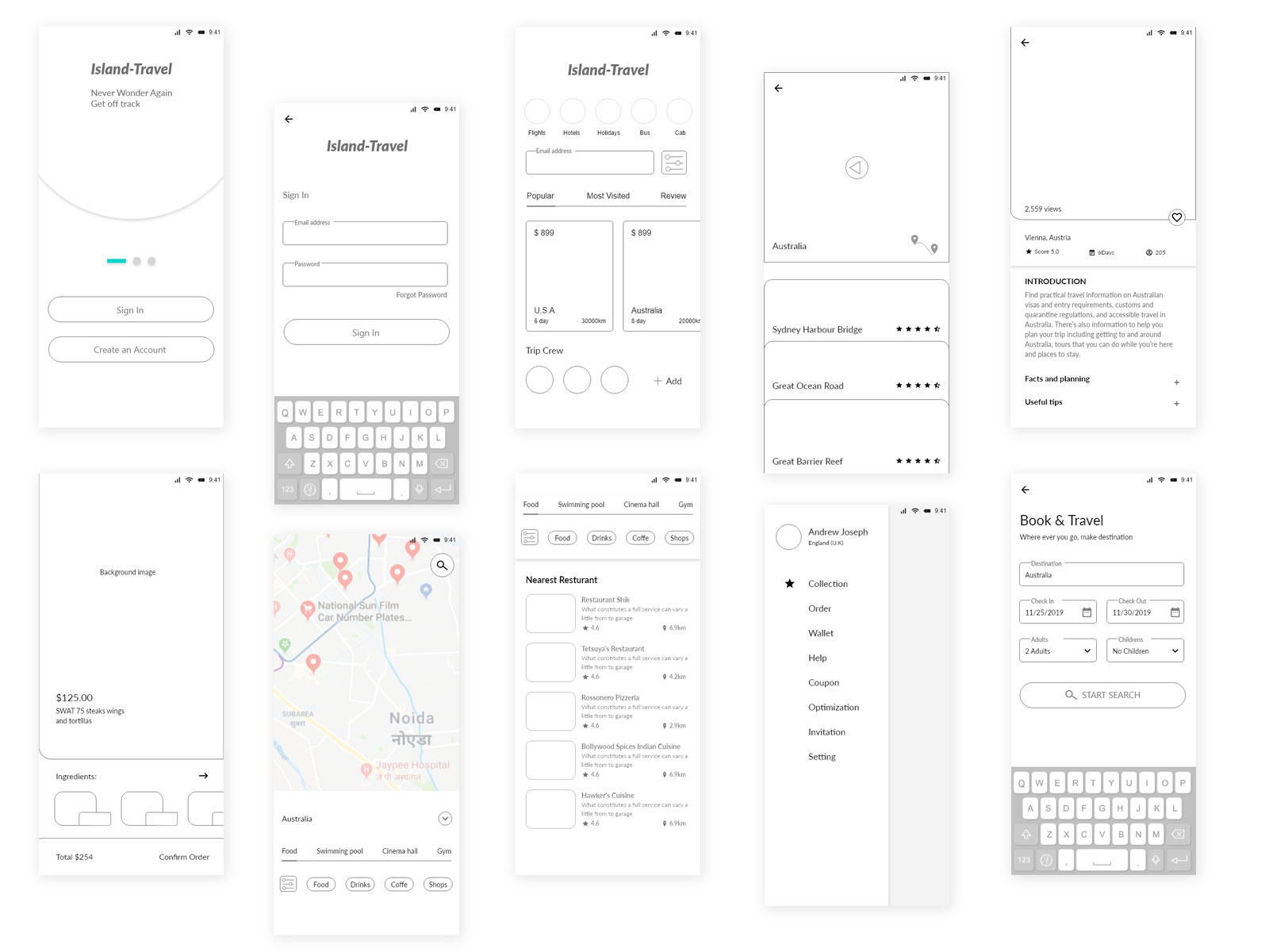 Travel wireframe by Vikas Gupta on Dribbble