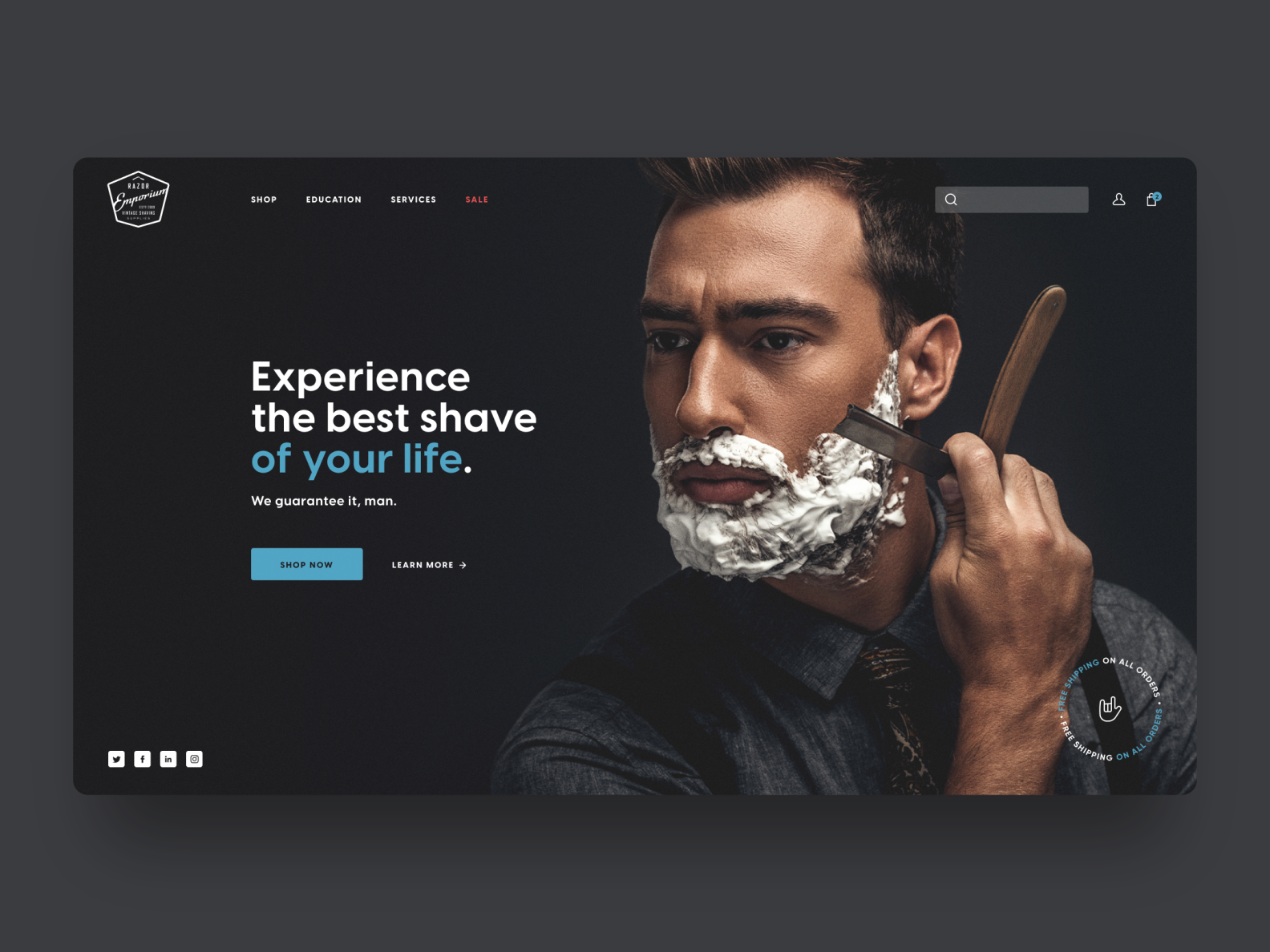 Homepage masthead for client by Greg Venditto on Dribbble