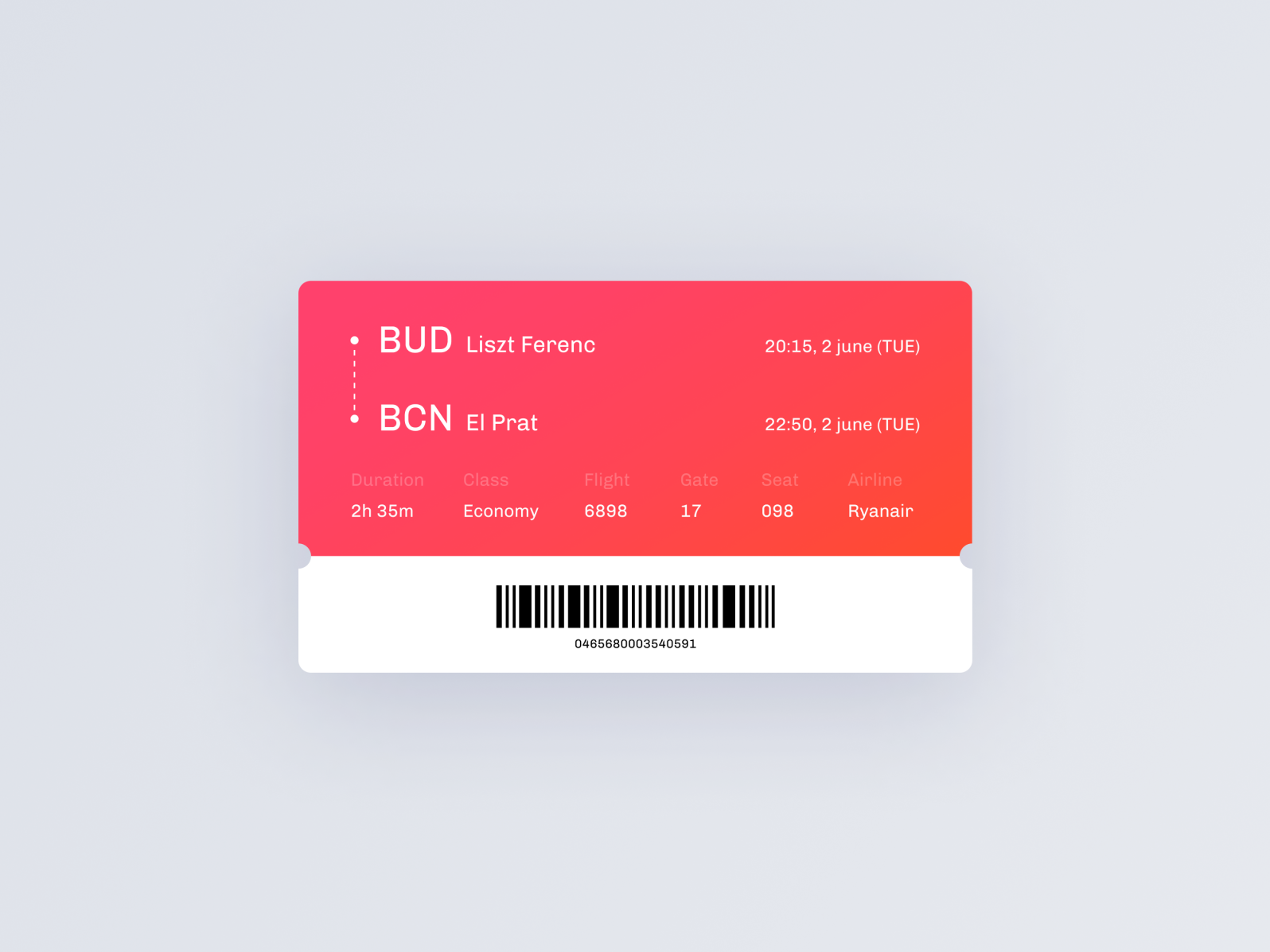 Daily UI - Boarding Pass by Dániel Domonkos on Dribbble