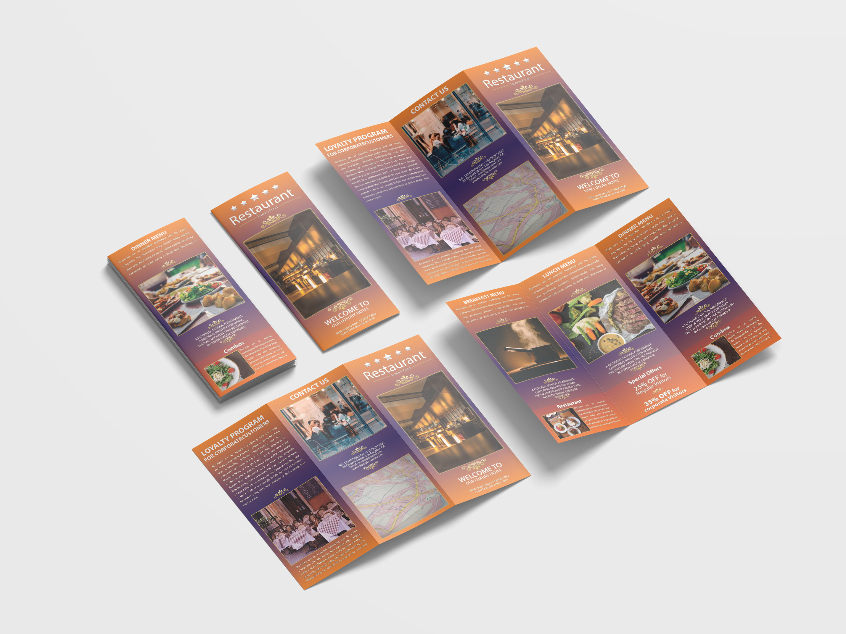 Dribbble Traditional restaurant tri fold brochure design template 5 