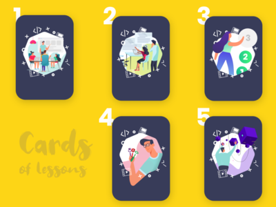 Cards of lessons by Fadi Mounir on Dribbble
