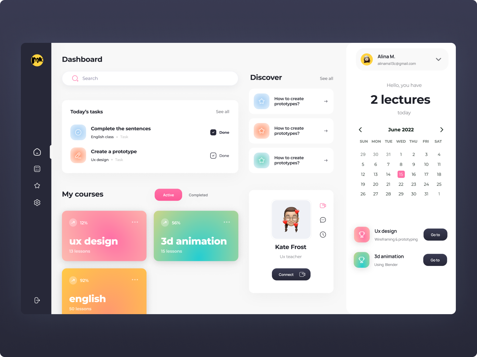 Dashboard / Learning platform by Alina Mashkova on Dribbble