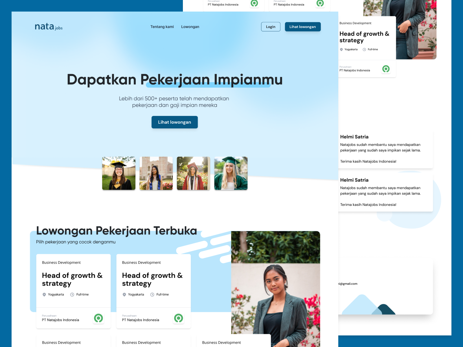 Nata Jobs - Landing Page by Helmi Satria on Dribbble