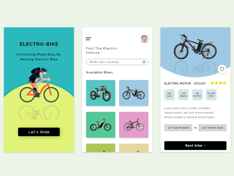 Bicycle Rental App Design by tejas suhagiya on Dribbble