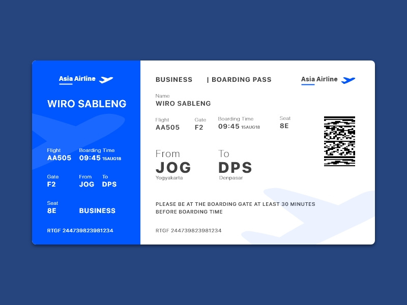 Daily UI #024 | Boarding Pass by Fariz Ikhsan on Dribbble