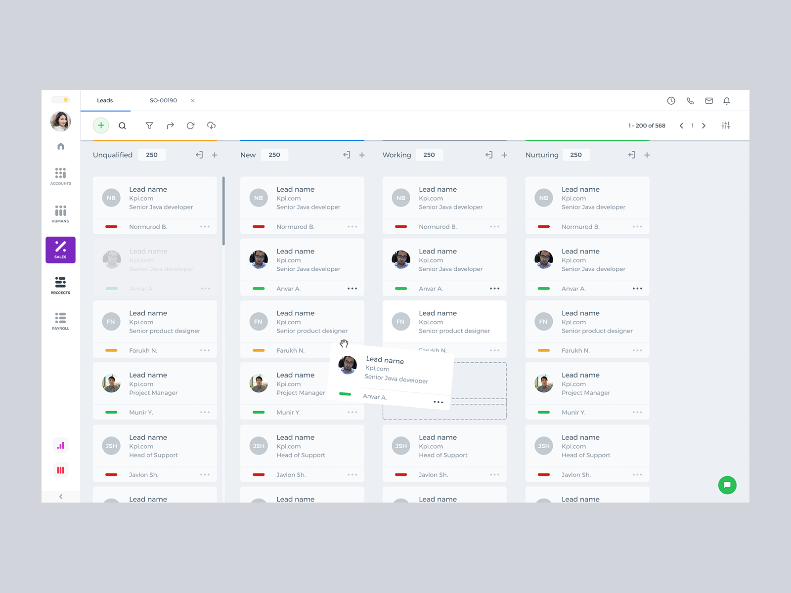 Kanban for ERP system by Muhammad Jumayev on Dribbble