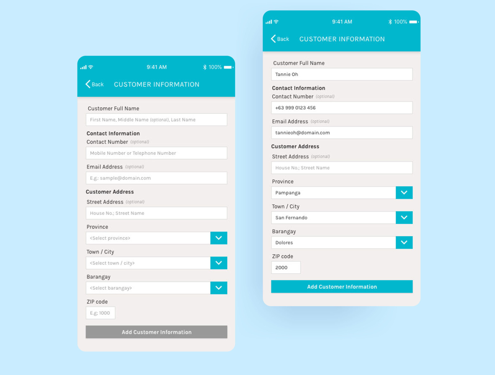 Customer Info by Karen Ponce on Dribbble