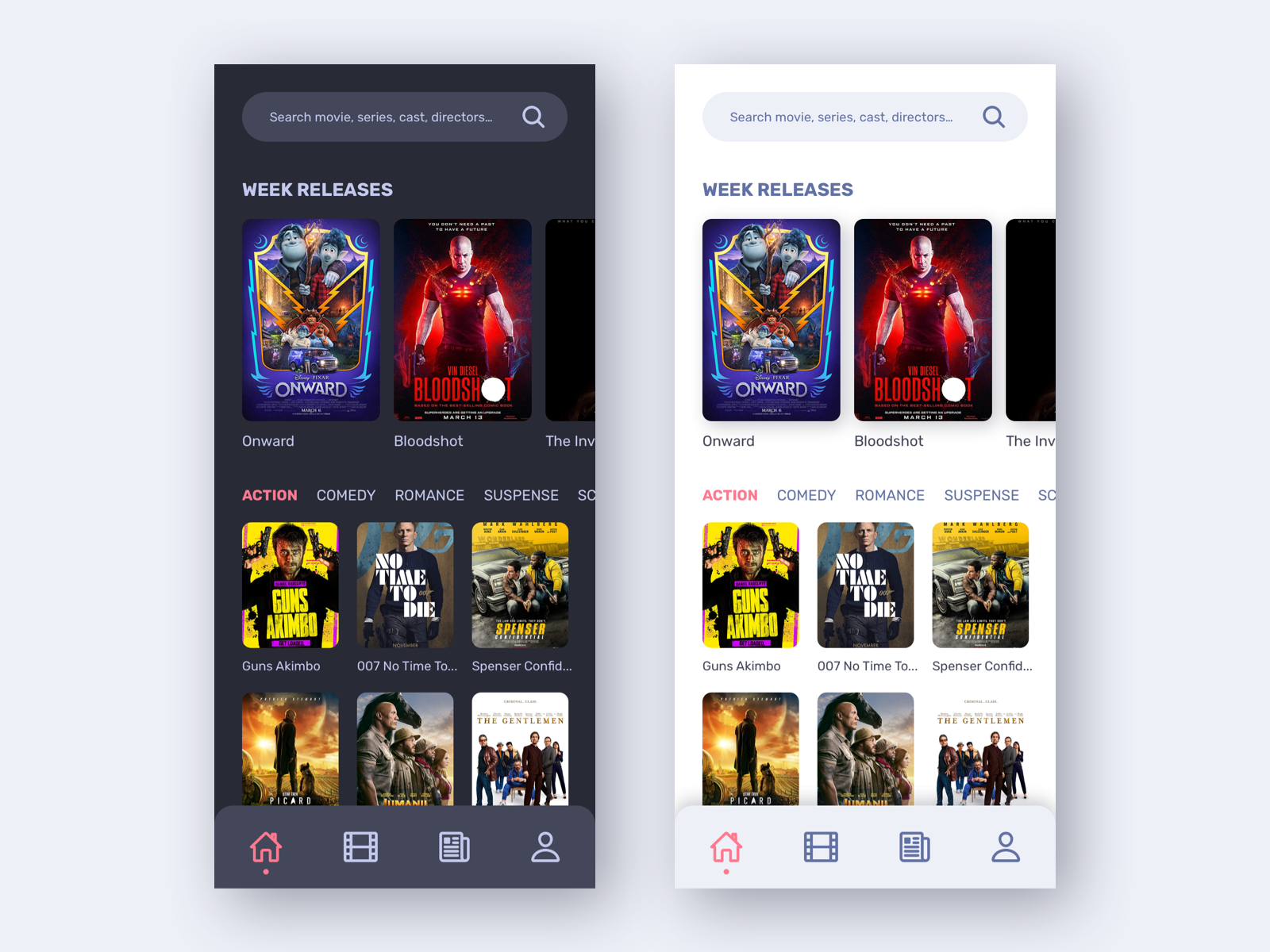 Moovi - Movies database [Dark UI / Light UI] by Mário Barbosa on Dribbble