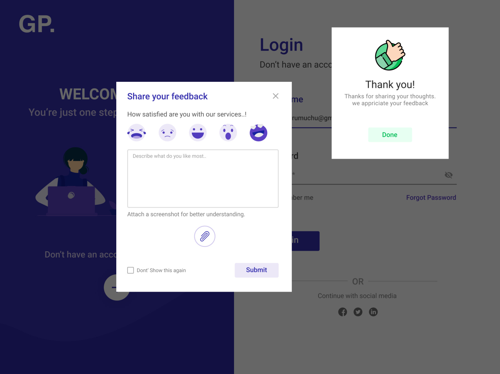 Feedback Popup by Praveen Gorumuchu on Dribbble