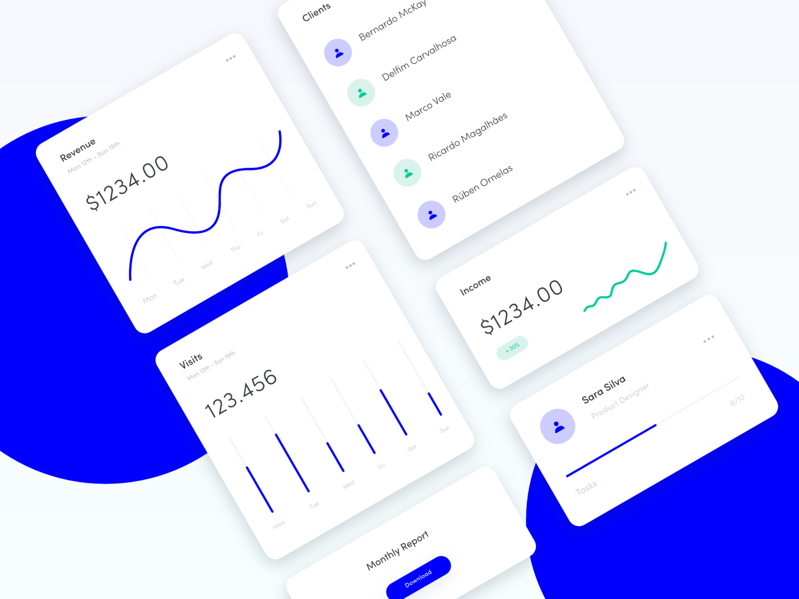 Web App Analytics Cards by Sara Silva on Dribbble
