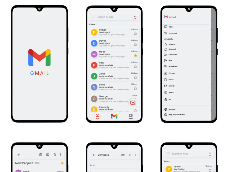 gmail neumorphic style mockup by Mohanavel A on Dribbble