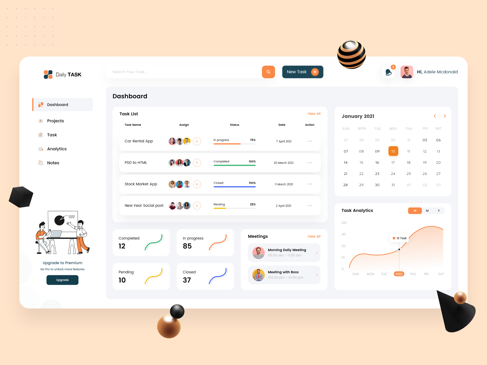 Task Management Dashboard Design by CMARIX on Dribbble