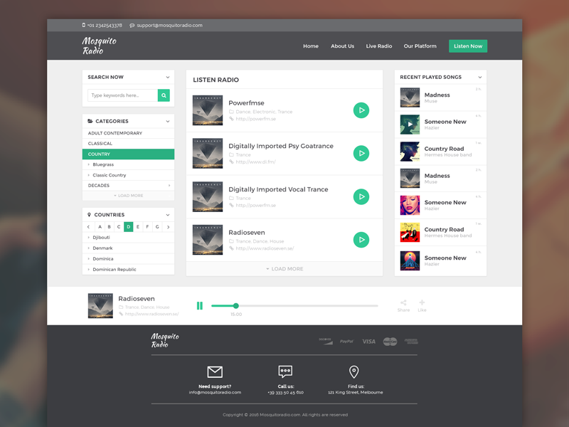 Online Radio Website - User Interface by Salvatore Mezzatesta on Dribbble