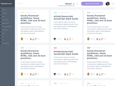 Stackterest - Dashboard by David Massiani on Dribbble