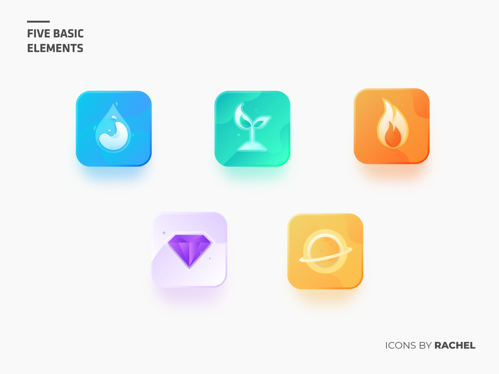 Icon set - Five Basic Elements by Rachelizmarvel on Dribbble
