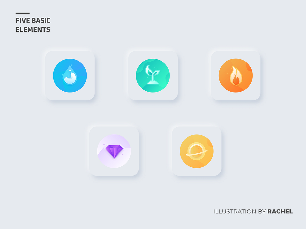 Five Basic Elements by Rachelizmarvel on Dribbble