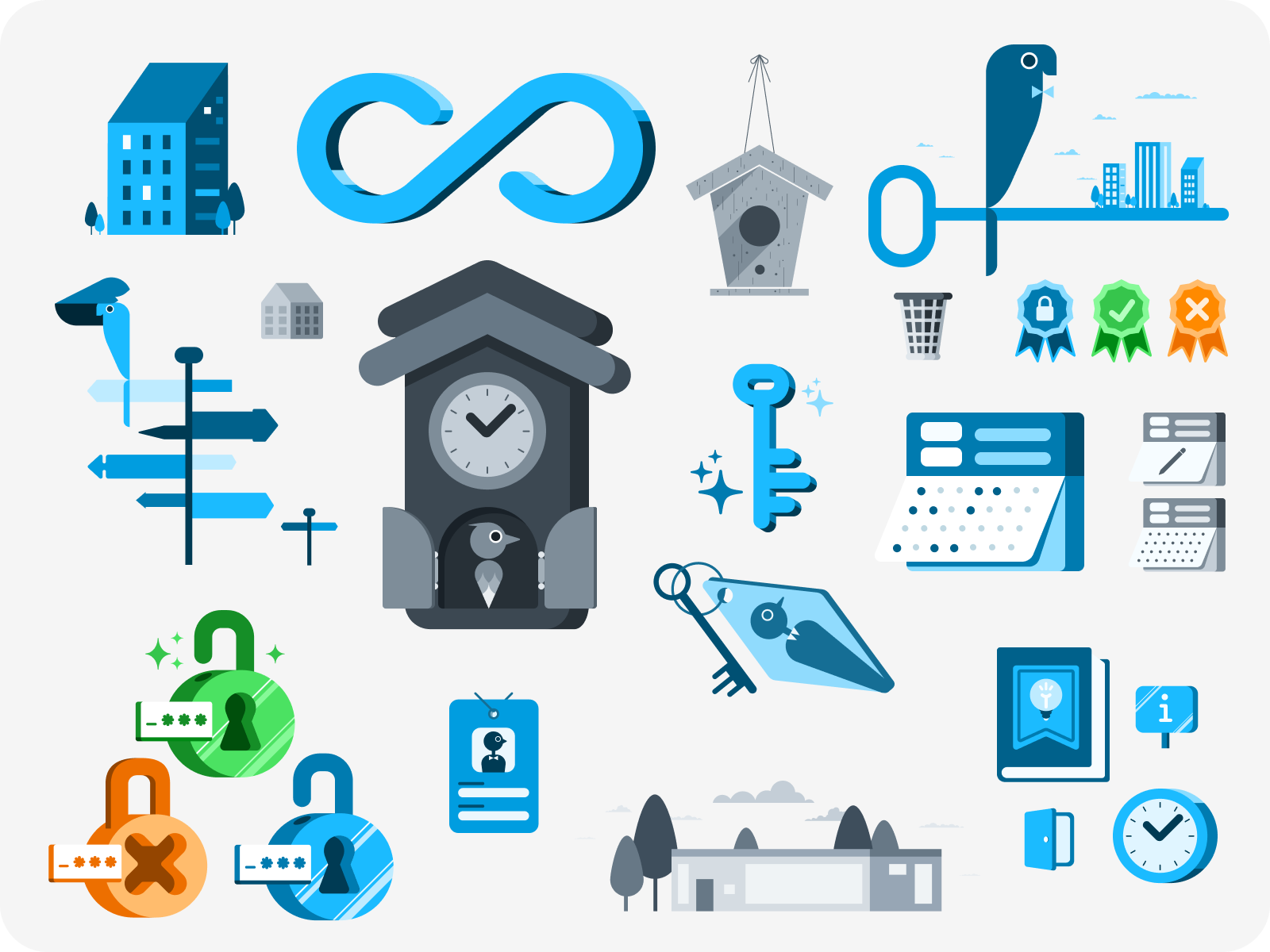 Parakey illustrations by Jovo Ve on Dribbble