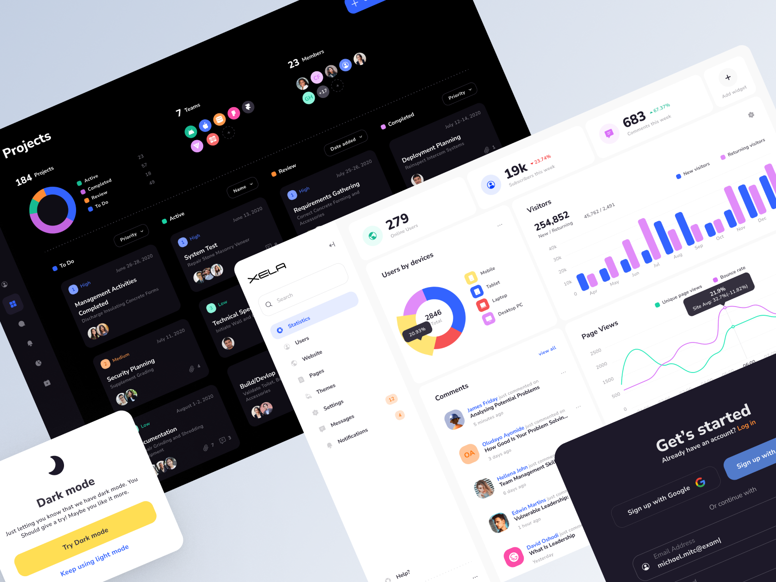 Xela UI Kit - Dark & Light Templates by Alexander.G for Setproduct on ...