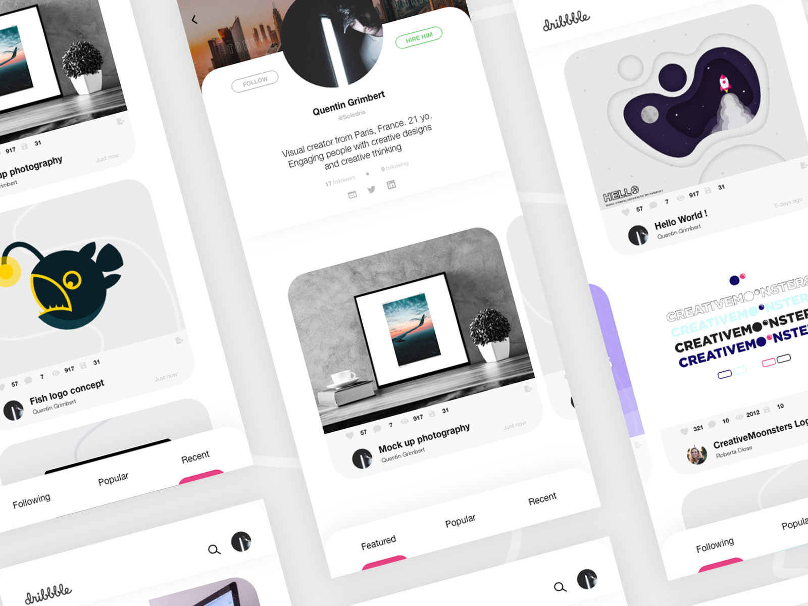 Redesigning Dribbble App by Quentin Grimbert on Dribbble
