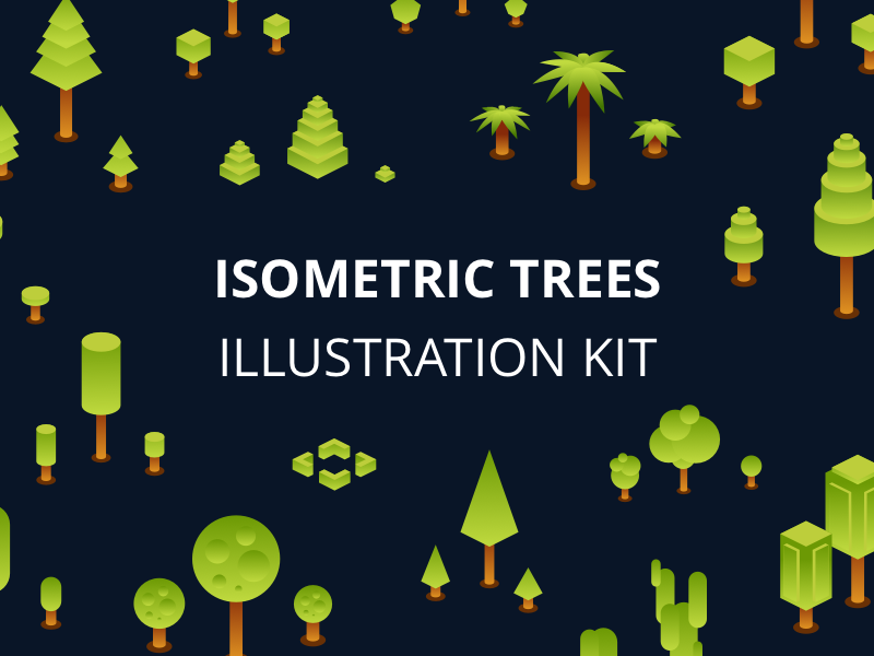 Isometric Trees Illustration Kit by Rengised on Dribbble