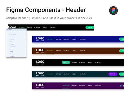 Figma Components - Header by Rengised on Dribbble