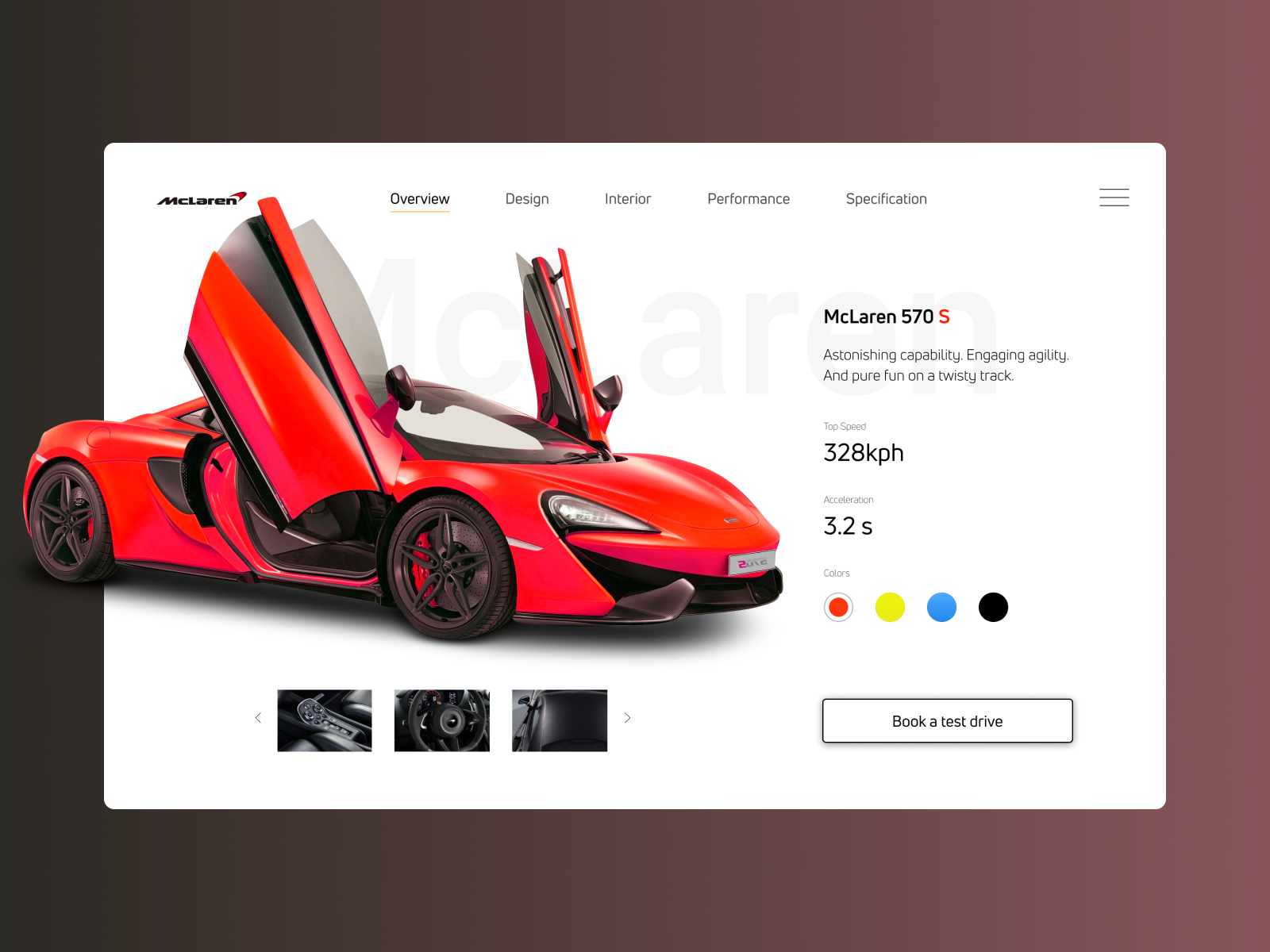 McLaren 570 S web by Vlad Sivenkov on Dribbble