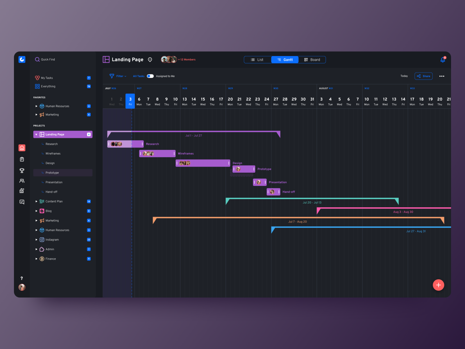 Project management app - Gantt chart screen by Mehmet Revnaki on Dribbble