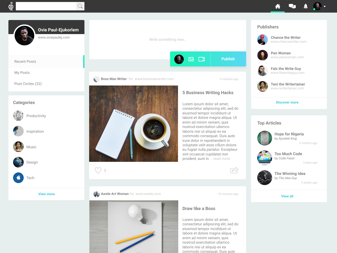 Blog Design by Ovie Paul-Ejukorlem on Dribbble