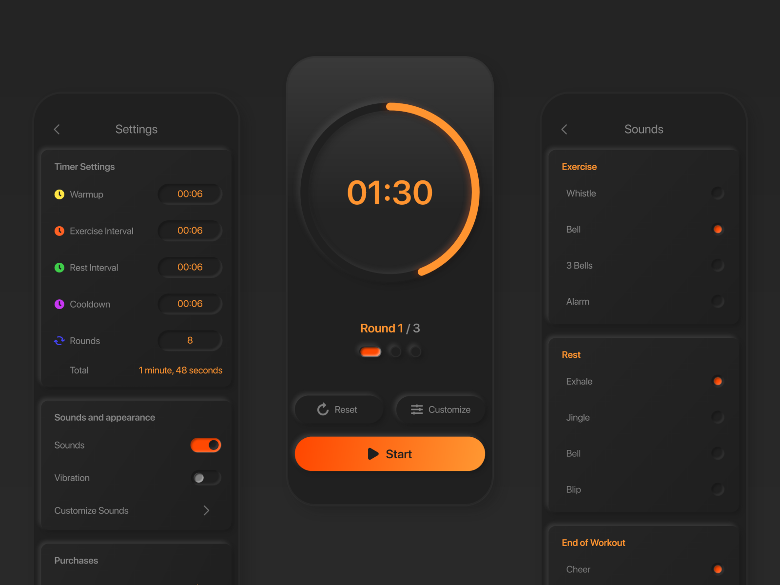 Dark Neumorphic Timer App by Arsen Mkrtchyan on Dribbble
