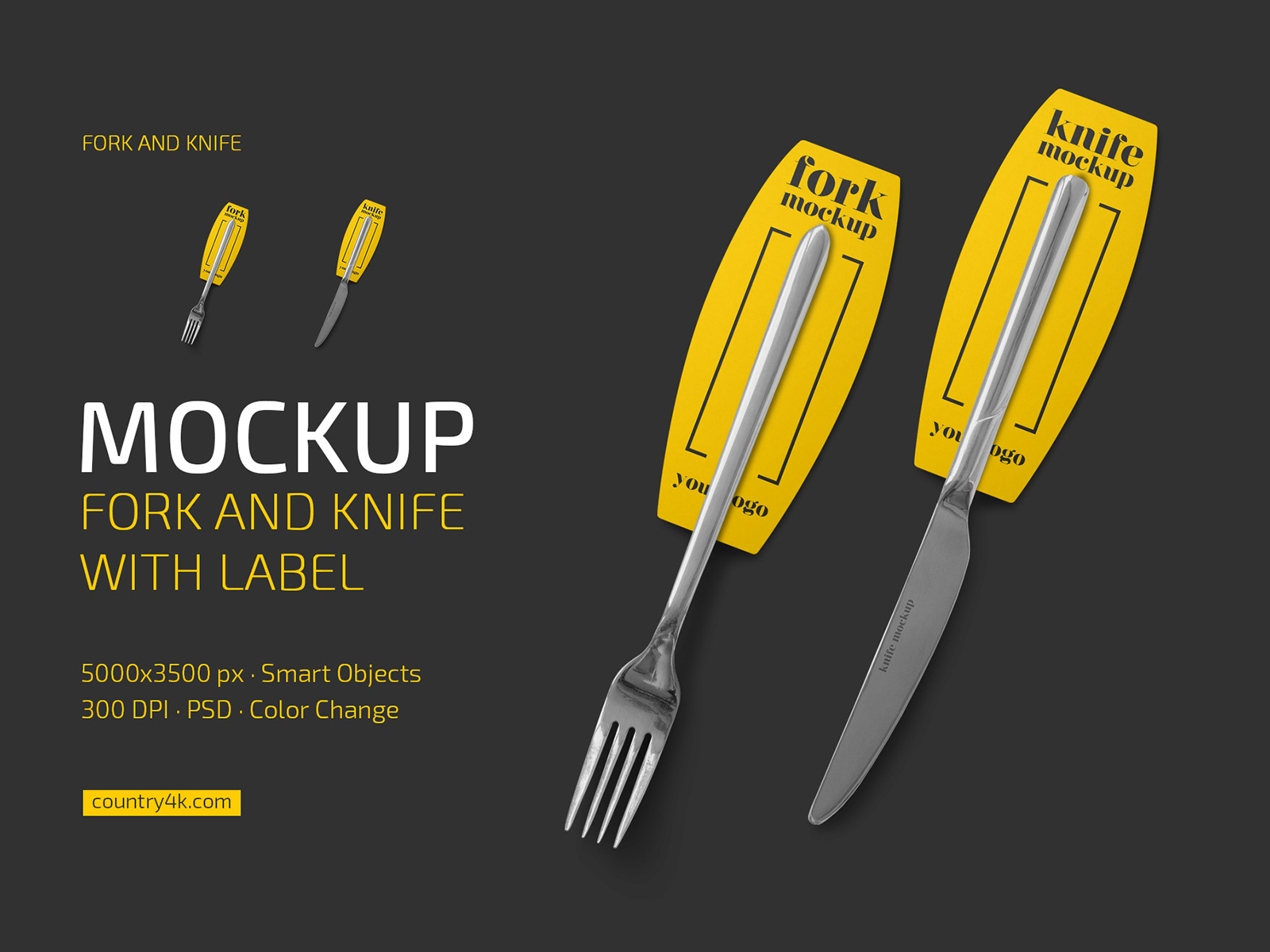 Fork and Knife with Label Mockup by Country4k on Dribbble