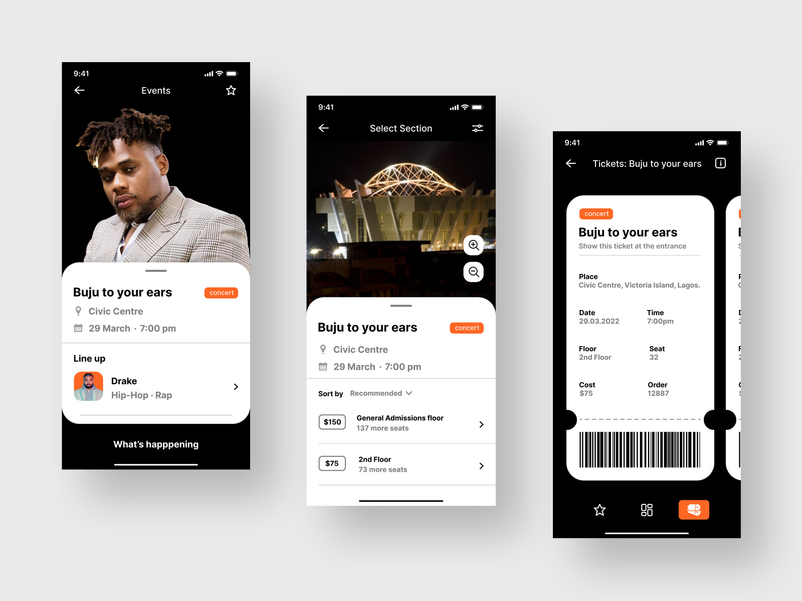 TICKET BOOKING APP UI by Nnabuife Orakwe on Dribbble