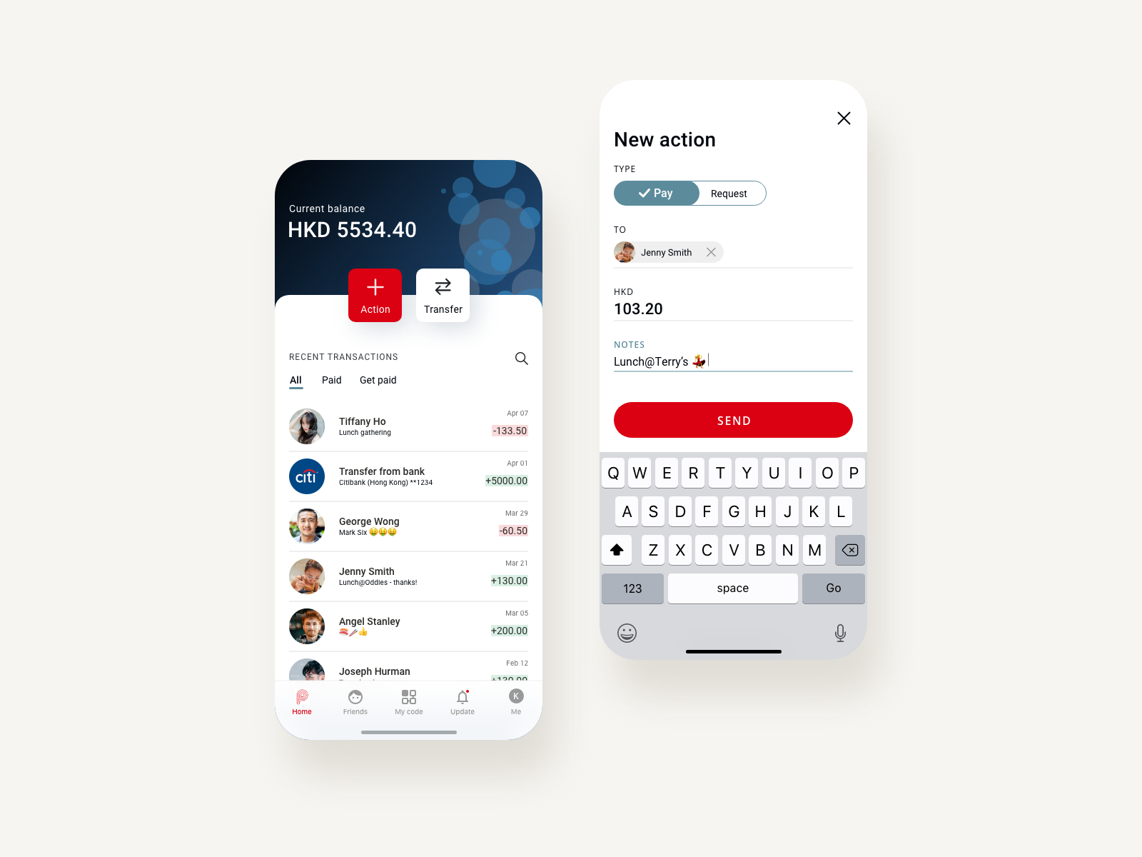 Payme app redesign by Kumiko Mori on Dribbble