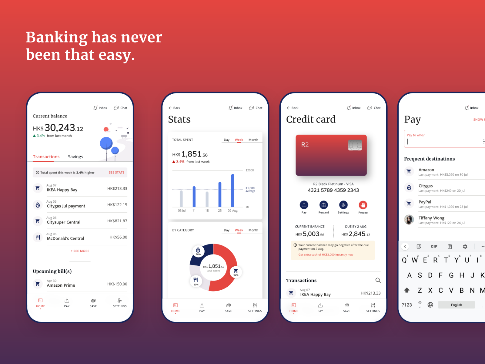 Mobile banking app by Kumiko Mori on Dribbble