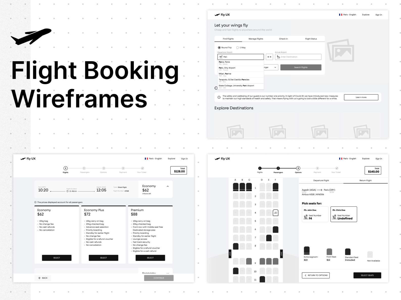 Flight Booking Wireframes by Adil Dahmani on Dribbble