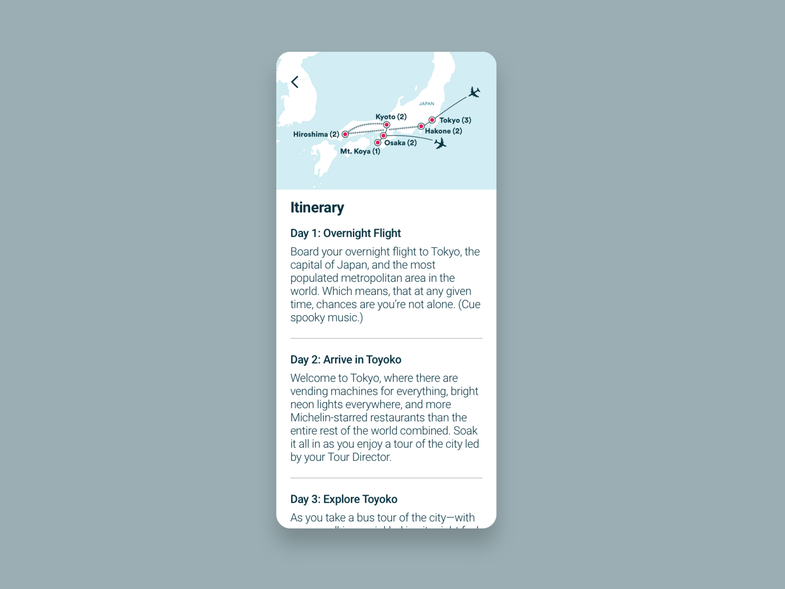 Daily ui 079 - Itinerary by Katie Anderson on Dribbble