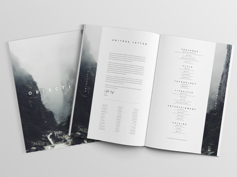 Objective Magazine Cover & Contents by Mike Hill on Dribbble