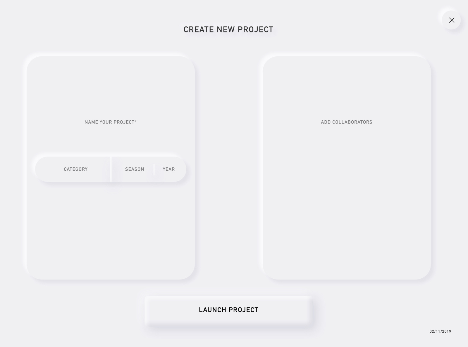 Neumorphism "Create Project" UI Concept by Alison Zhang on Dribbble