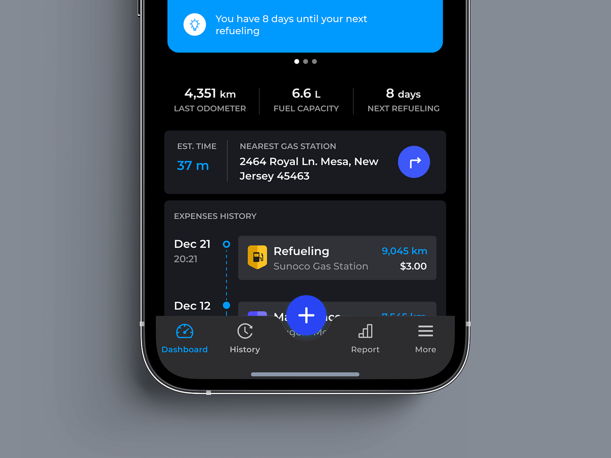 Fuelo - Fuel Expense Tracker App Concept by Yus Febrian for Sans ...