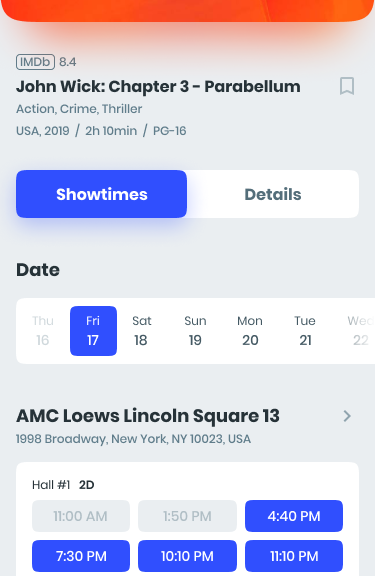 Cinema Tickets App Animation by Shakuro Graphics for Shakuro on Dribbble