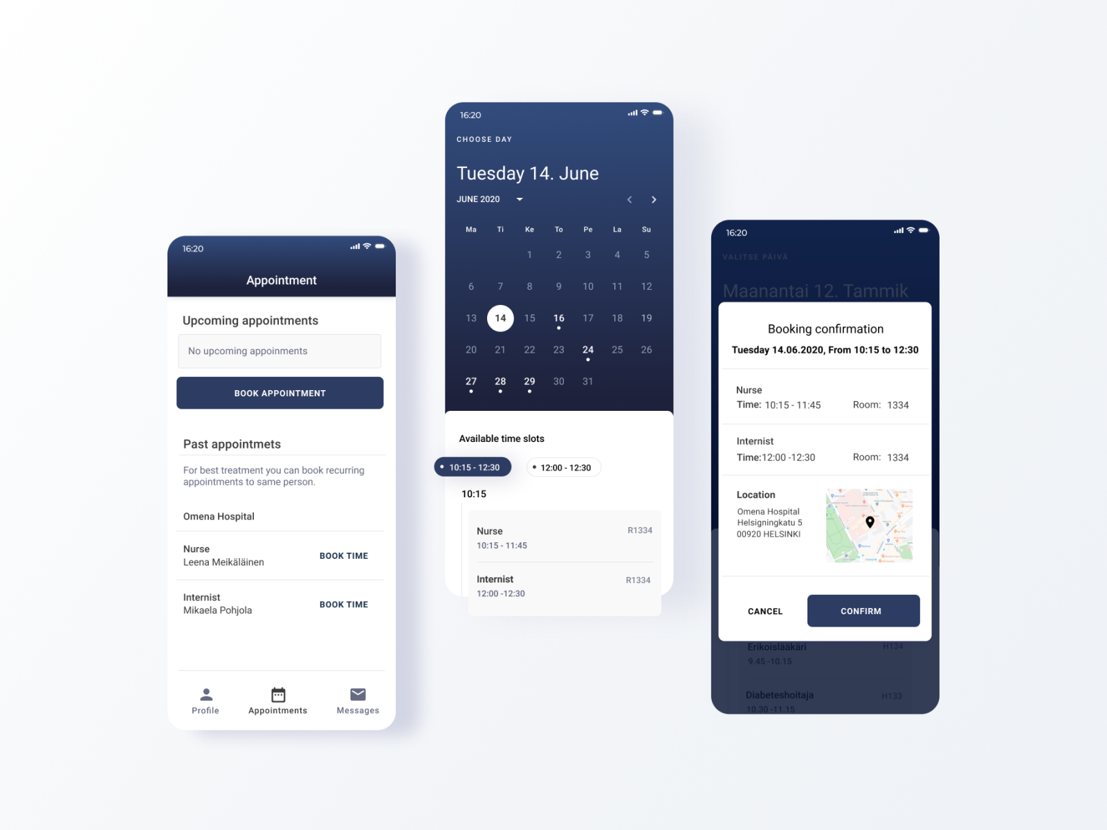 Appointment booking app by Venla I on Dribbble