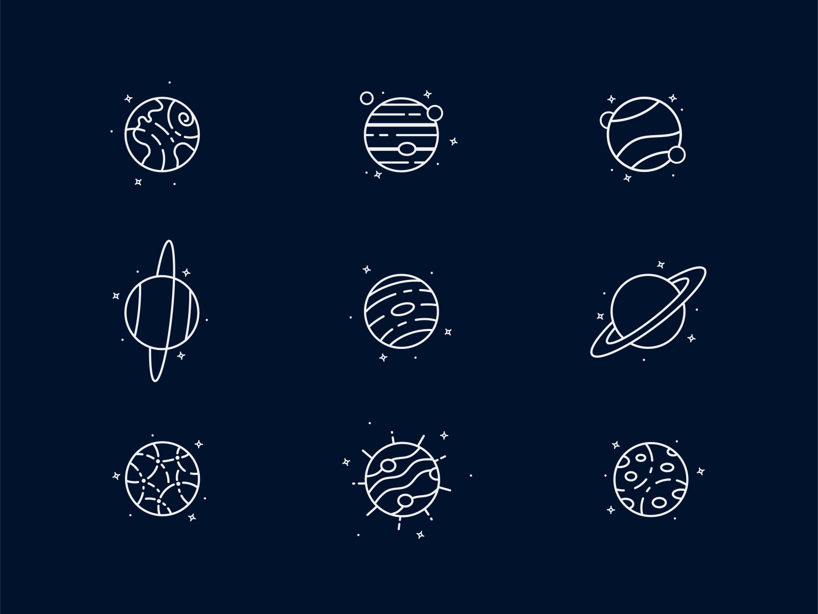 Planet Icons by Jamie Beck on Dribbble