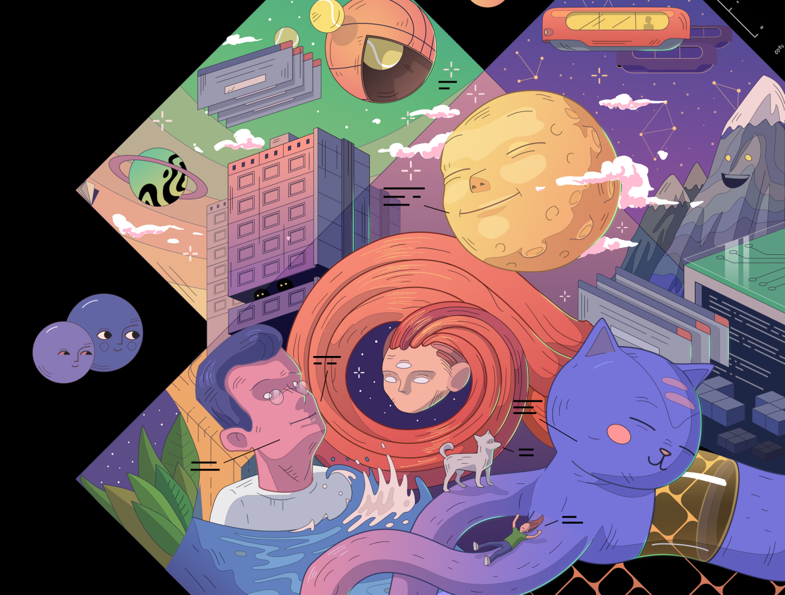Surrealistic city illustration by Paul on Dribbble