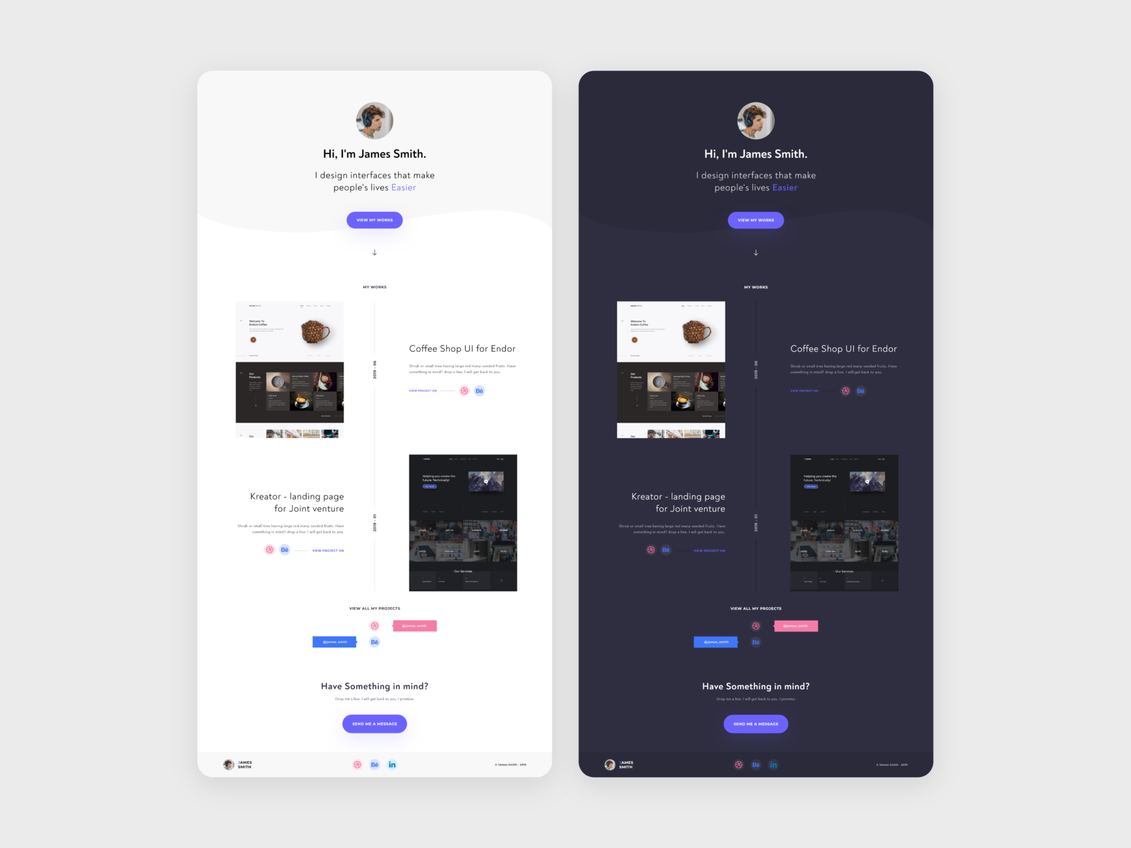 Single page Portfolio UI by Tushar Palei on Dribbble