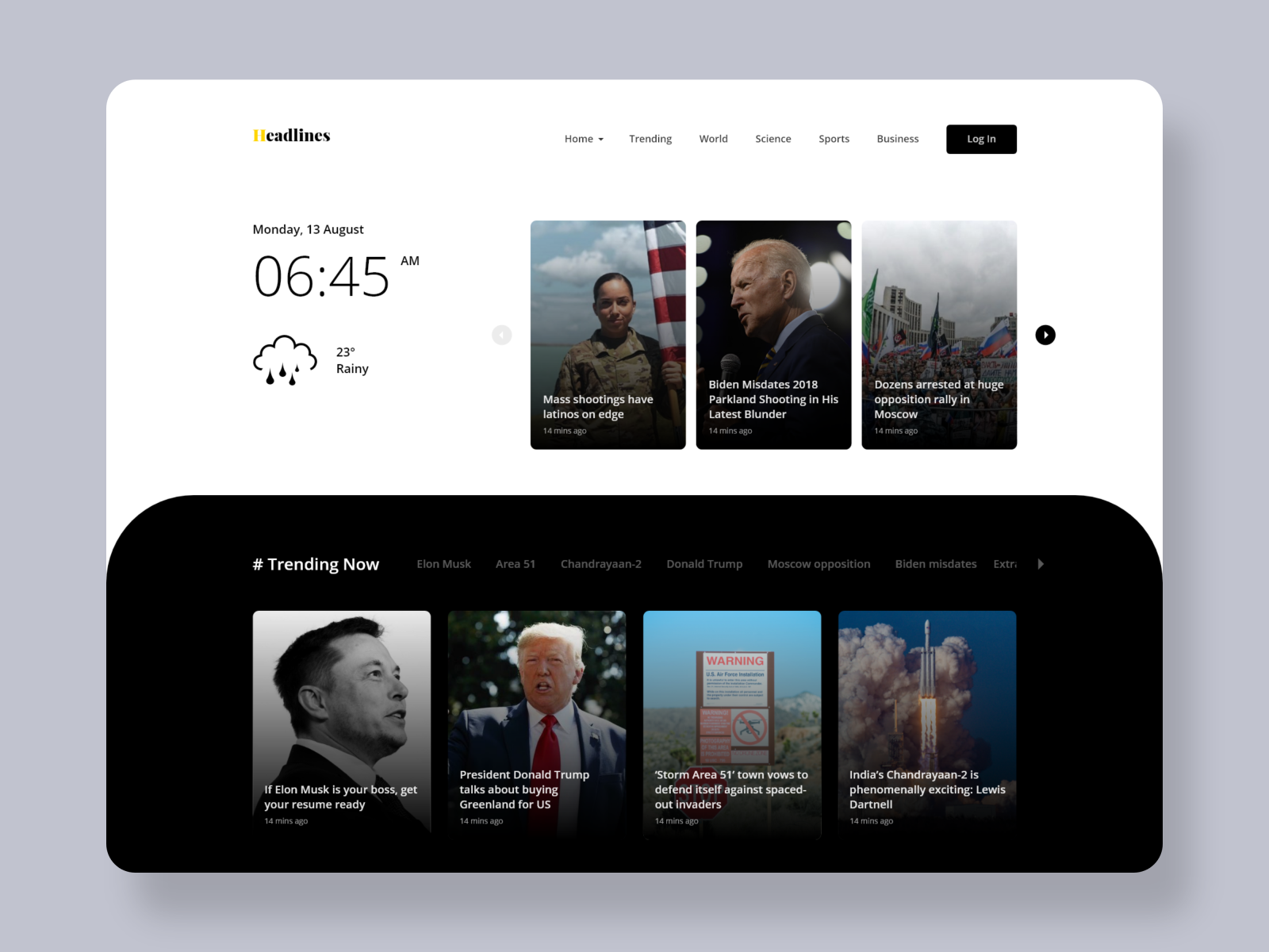 News/Article web concept by Tushar Palei on Dribbble
