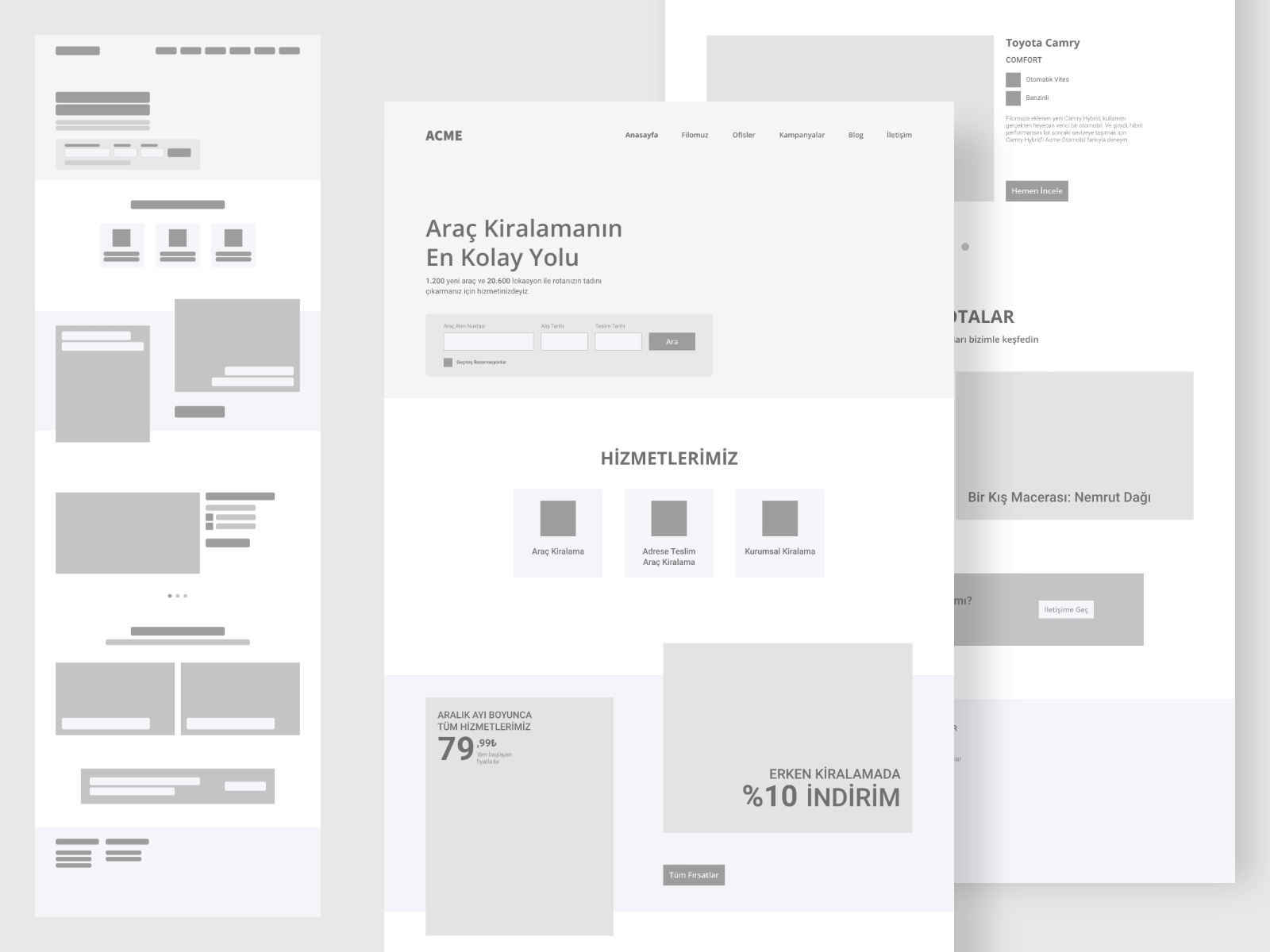 Car Rental Company Web Wireframe by Istem Yildiran on Dribbble