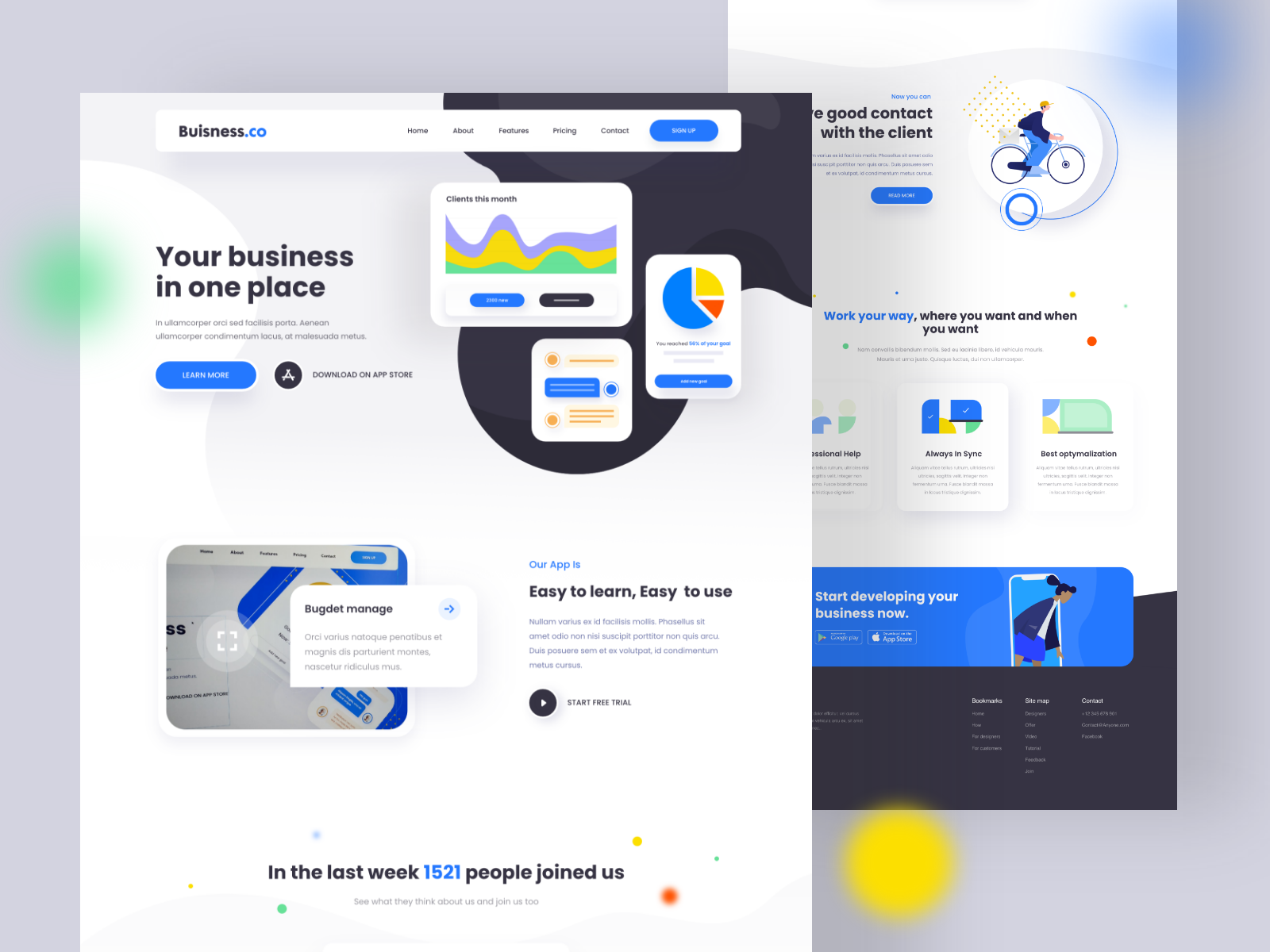 Buisness app. Website concept by Filip Gadziński on Dribbble