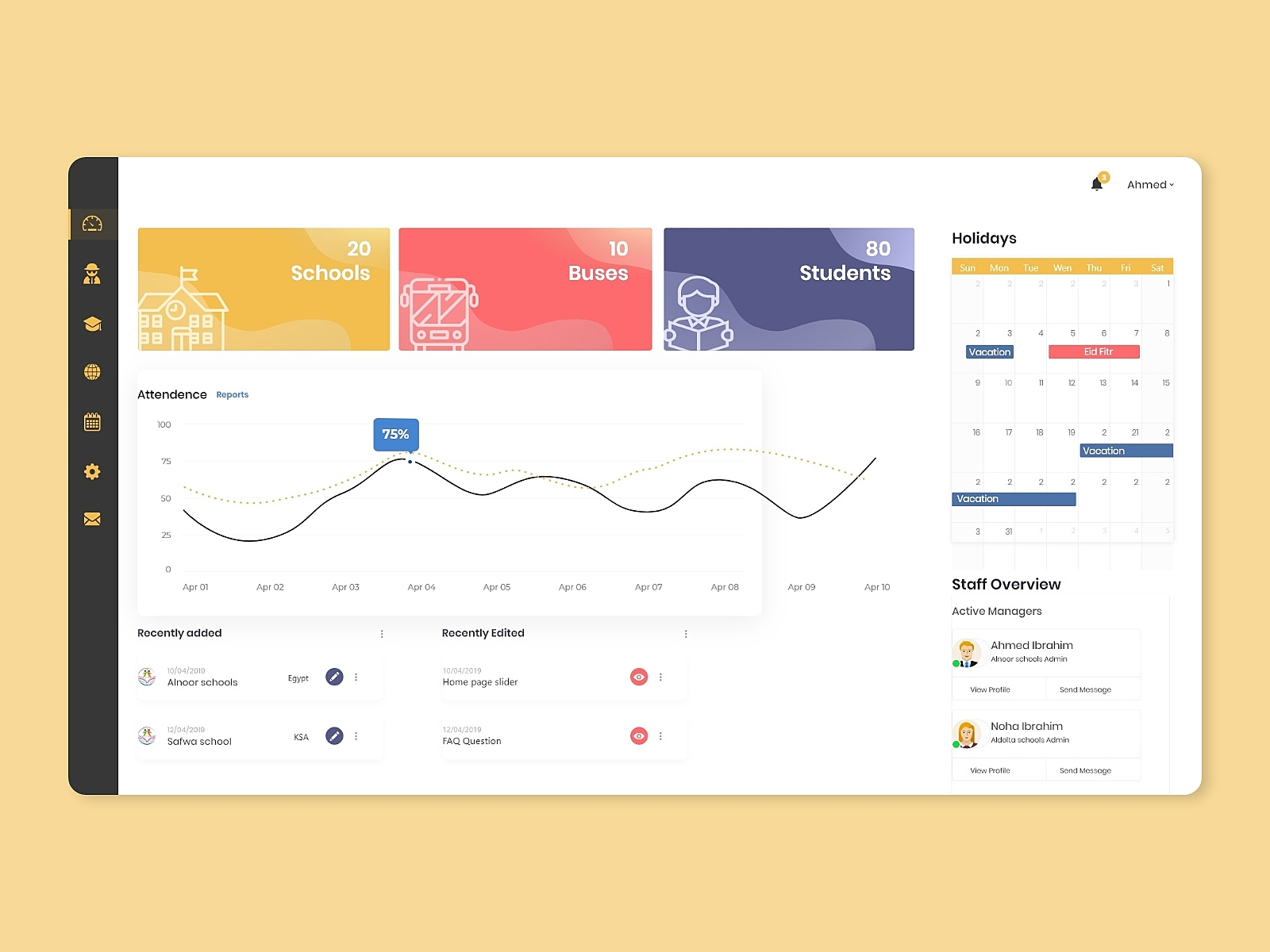 school bus tracking dashboard by Noha Ibrahim on Dribbble