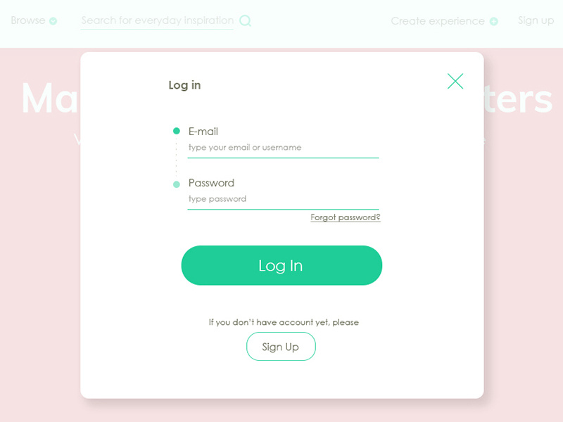 Login pop-up at Walden by Tetiana Shevtsova on Dribbble