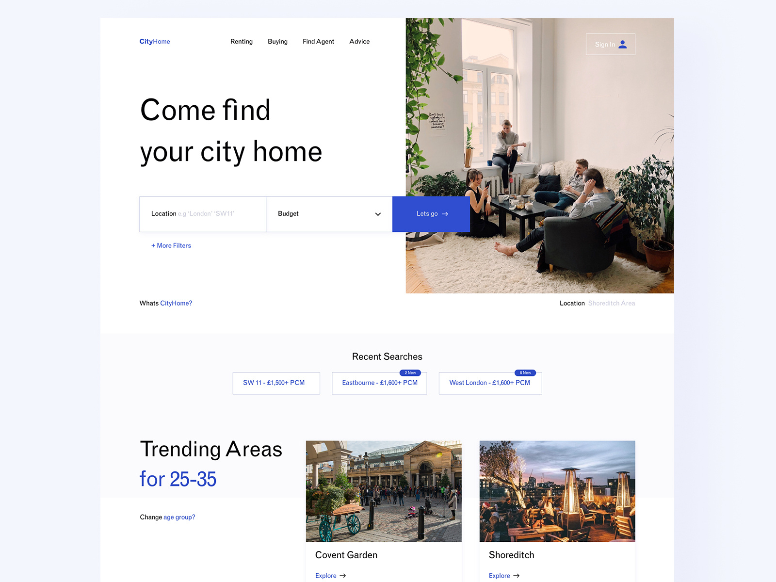 Renting Website concept by Matthew Gledhill on Dribbble