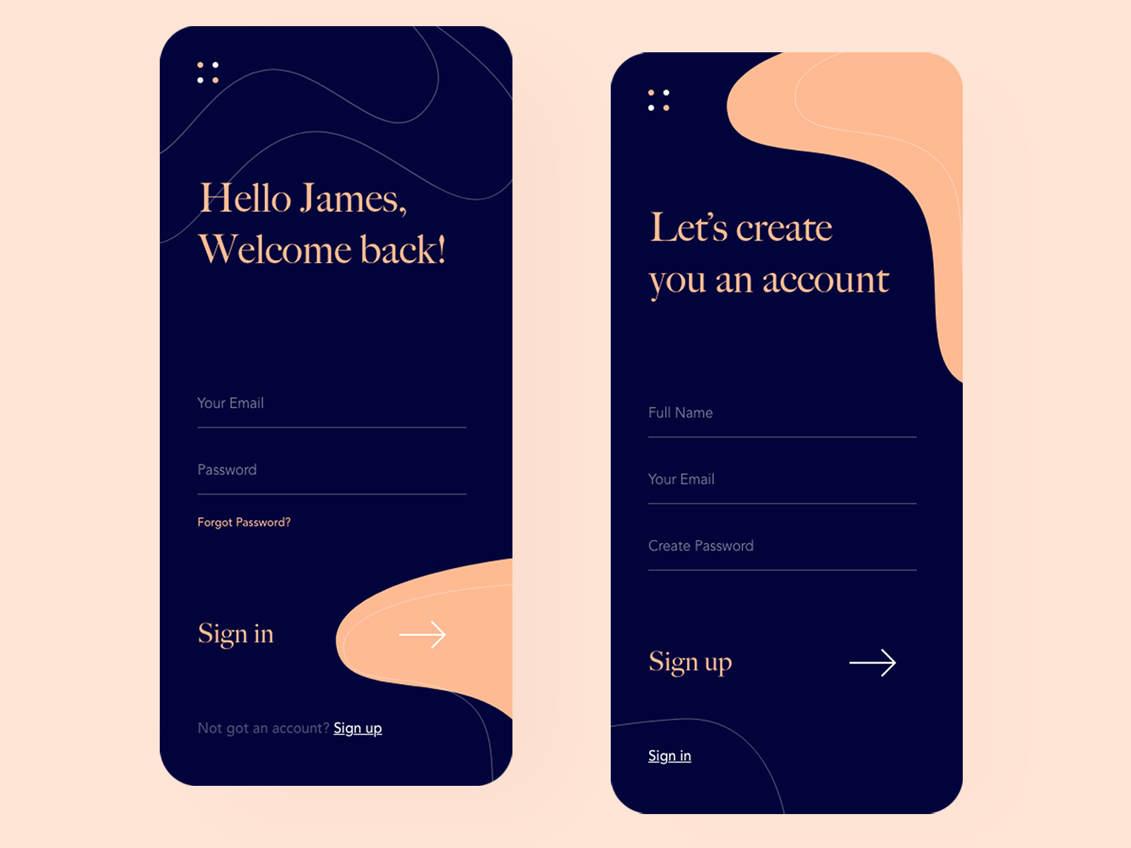 Sign in mobile screen | Version 2 by Matthew Gledhill on Dribbble